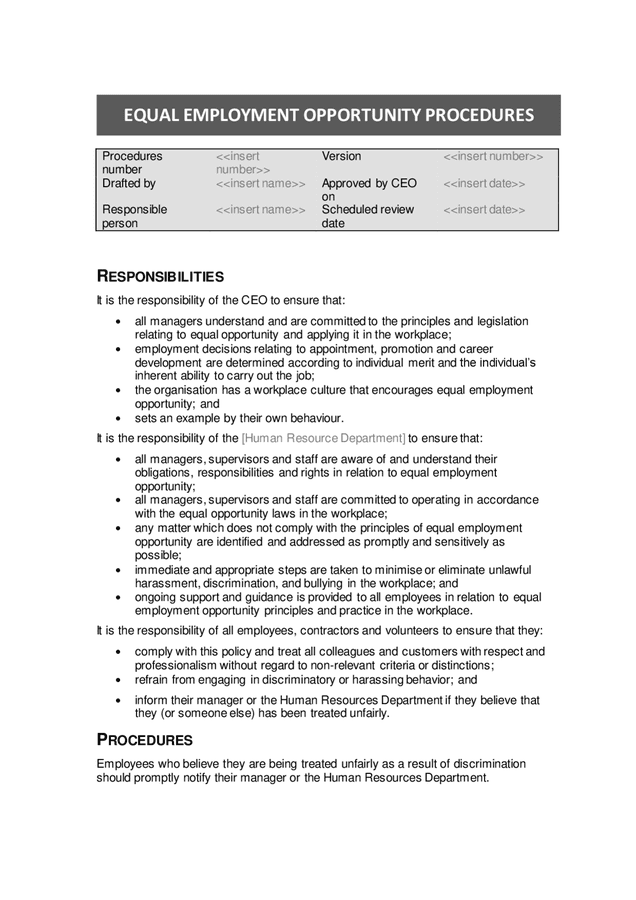 Equal employment opportunity policy in Word and Pdf formats - page 4 of 5