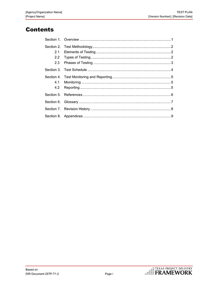 Texas Test Plan Template in Word and Pdf formats - page 4 of 13