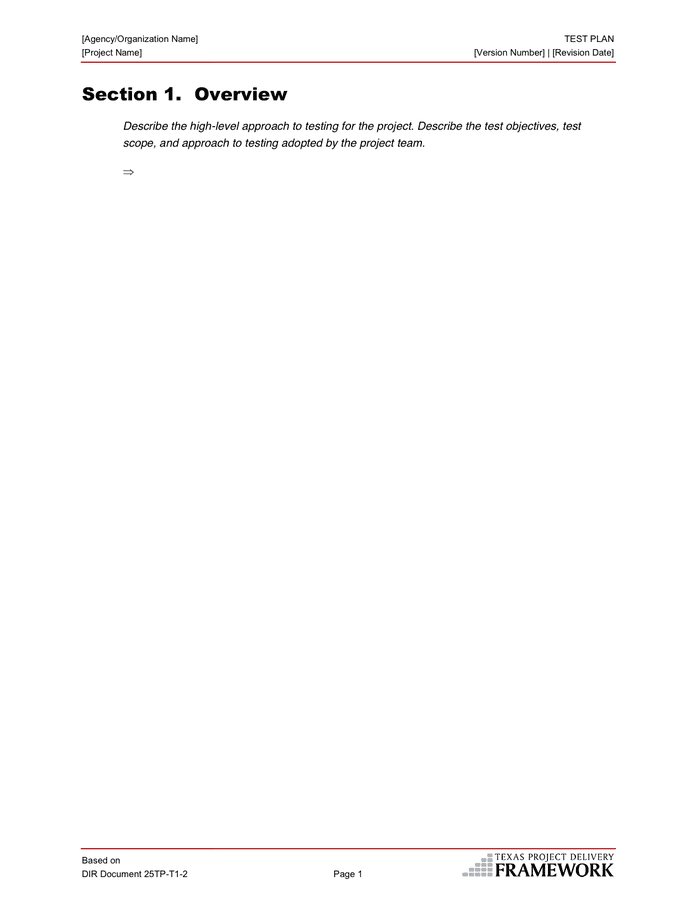 Texas Test Plan Template in Word and Pdf formats - page 5 of 13