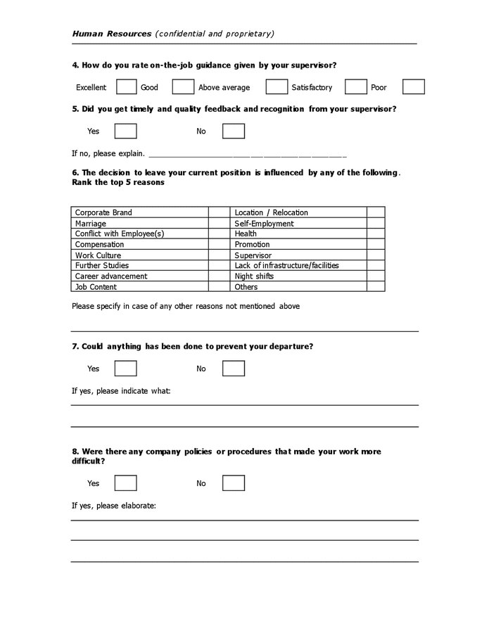 Exit feedback form in Word and Pdf formats - page 2 of 3