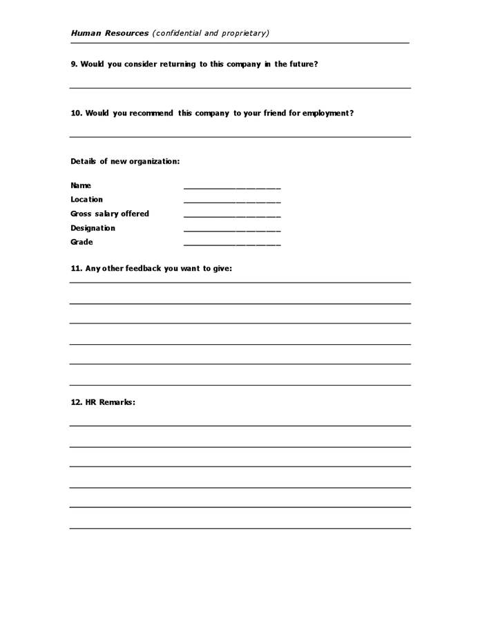 Exit feedback form in Word and Pdf formats - page 3 of 3