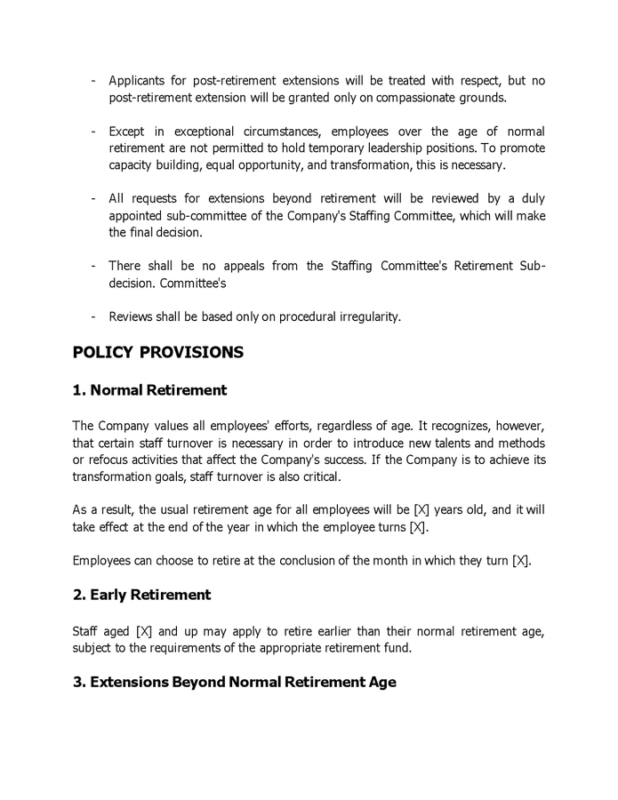 Retirement policy in Word and Pdf formats - page 2 of 4