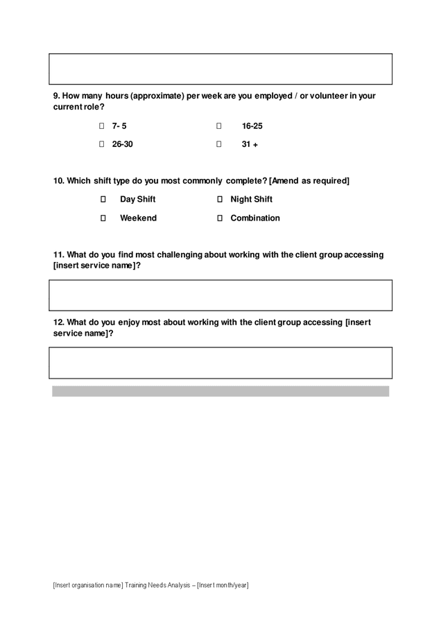 Training needs analysis form in Word and Pdf formats - page 4 of 7