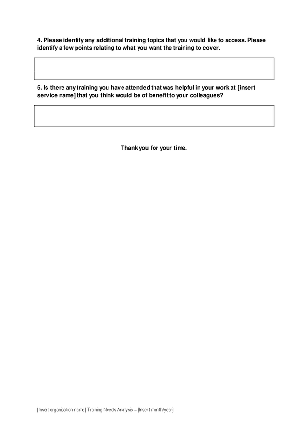Training needs analysis form in Word and Pdf formats - page 7 of 7