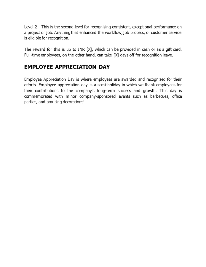 Employee reward and recognition policy in Word and Pdf formats - page 3 ...