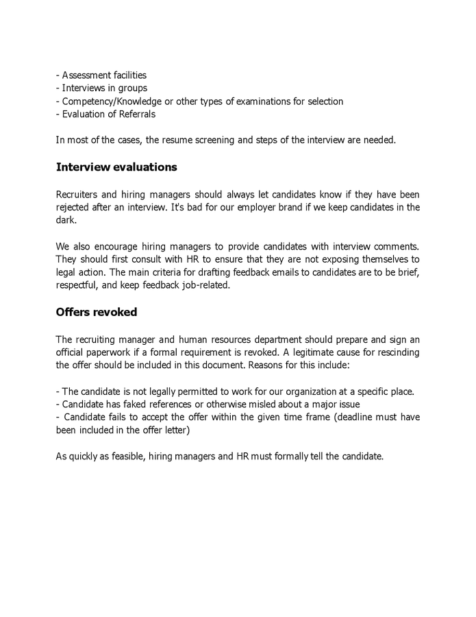 Employee recruitment policy in Word and Pdf formats - page 3 of 3