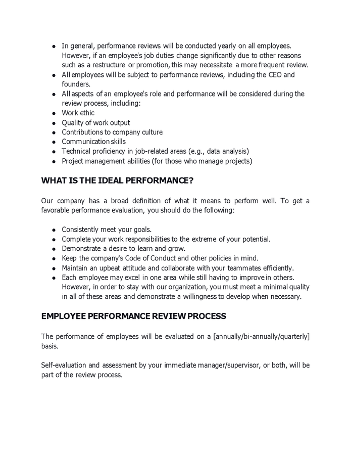Employee performance review policy in Word and Pdf formats - page 2 of 4