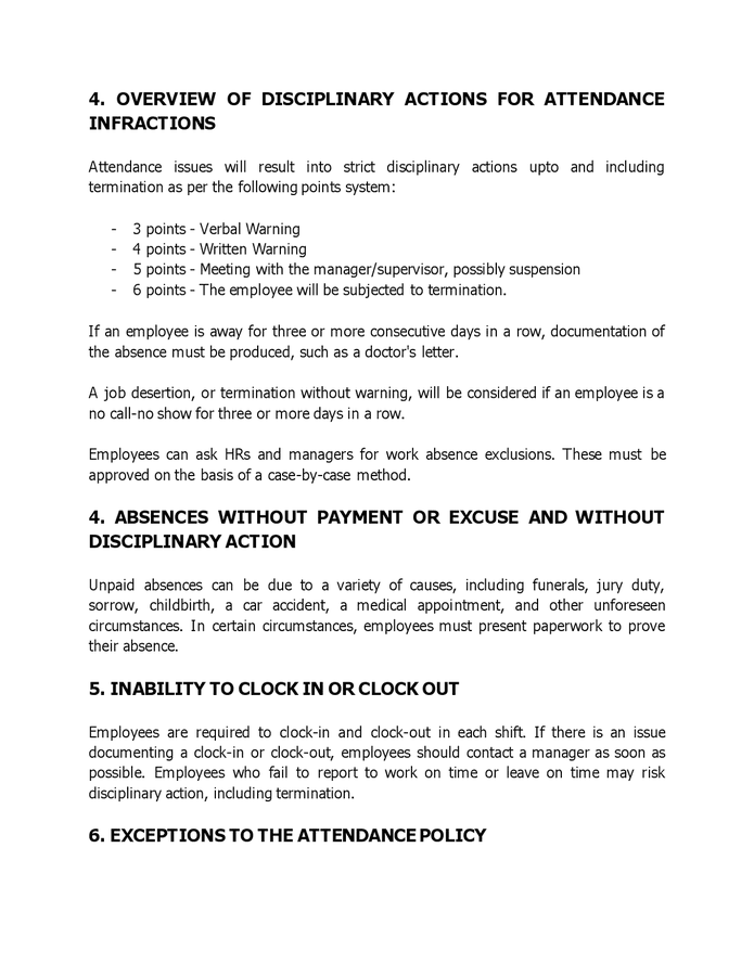 Attendance policy in Word and Pdf formats - page 2 of 3