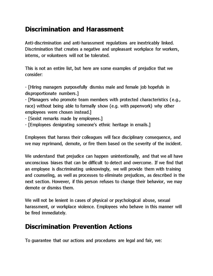 Anti-discrimination policy in Word and Pdf formats - page 2 of 4