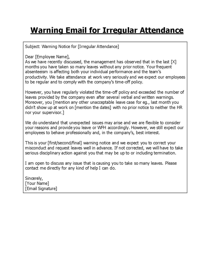 Warning Letter Sample - download free documents for PDF, Word and Excel