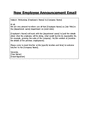 New employee announcement email in Word and Pdf formats
