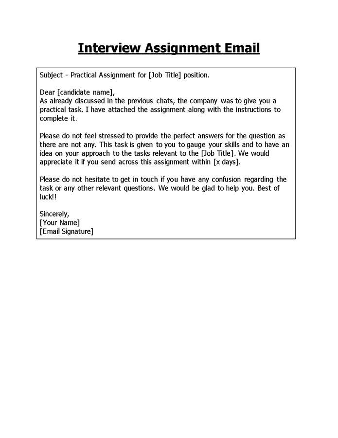 Interview Assignment Email In Word And Pdf Formats