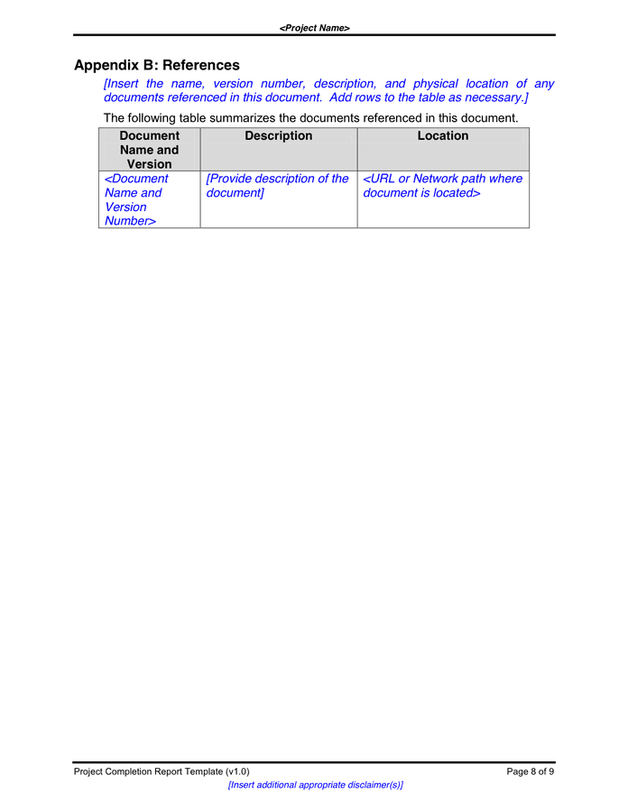 Project Completion Report in Word and Pdf formats - page 8 of 9