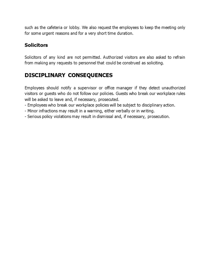 Workplace visitors policy in Word and Pdf formats - page 3 of 3
