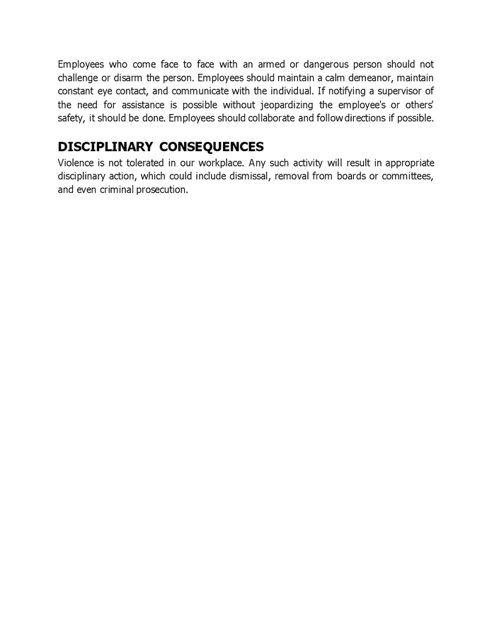 Workplace violence policy in Word and Pdf formats - page 3 of 3