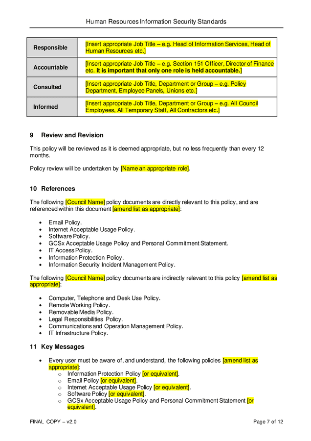 Human resources information security policy in Word and Pdf formats ...