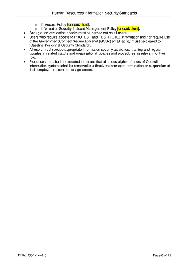 Human resources information security policy in Word and Pdf formats ...