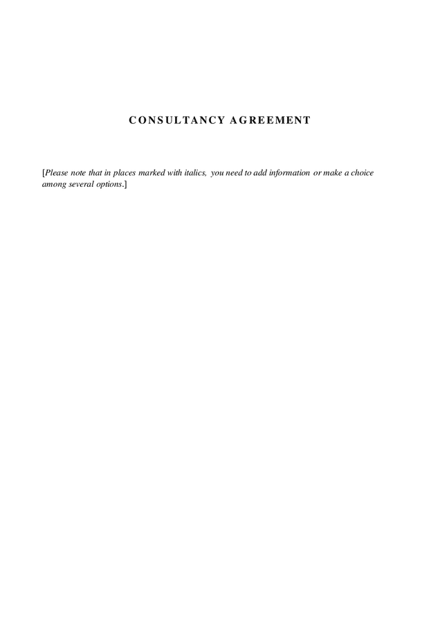 Consultancy agreement in Word and Pdf formats