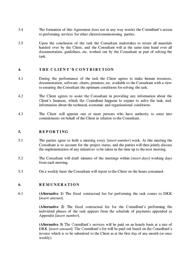 Consultancy agreement in Word and Pdf formats - page 3 of 9