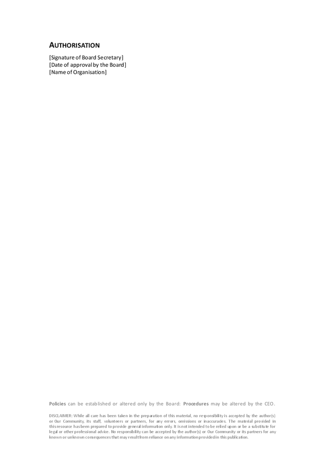 Board member induction policy in Word and Pdf formats - page 2 of 5