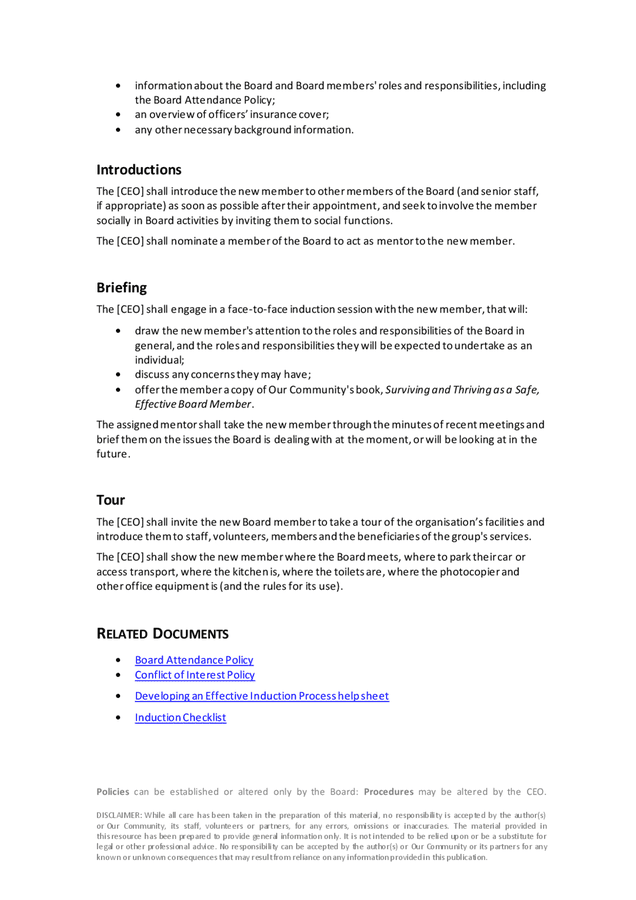 Board member induction policy in Word and Pdf formats - page 4 of 5