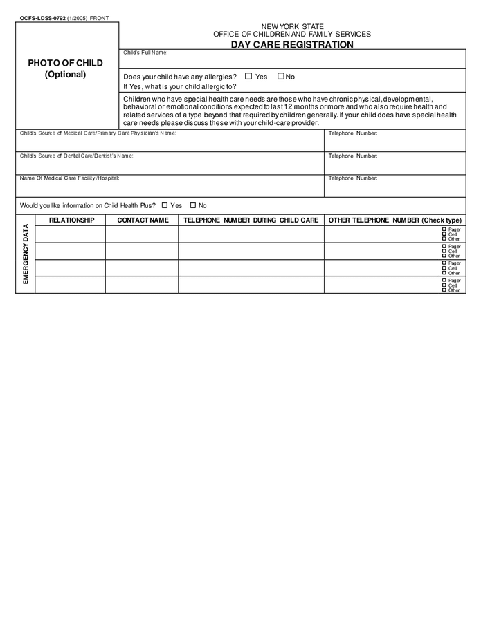 Day care registration - office of children and family services (NY) in ...