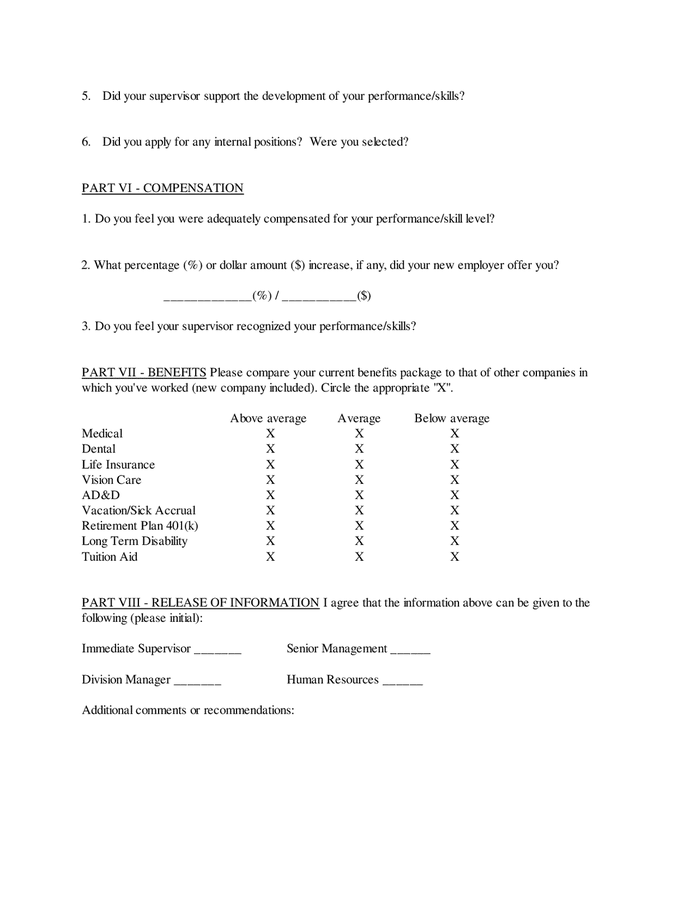 Resignation questionnaire in Word and Pdf formats - page 4 of 5