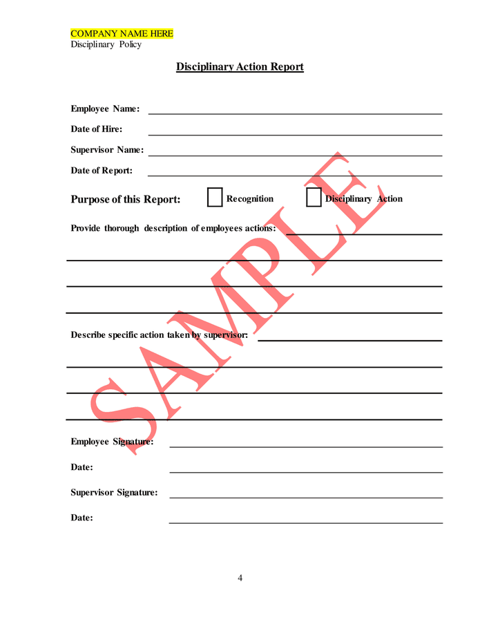 Company disciplinary policy in Word and Pdf formats - page 4 of 4