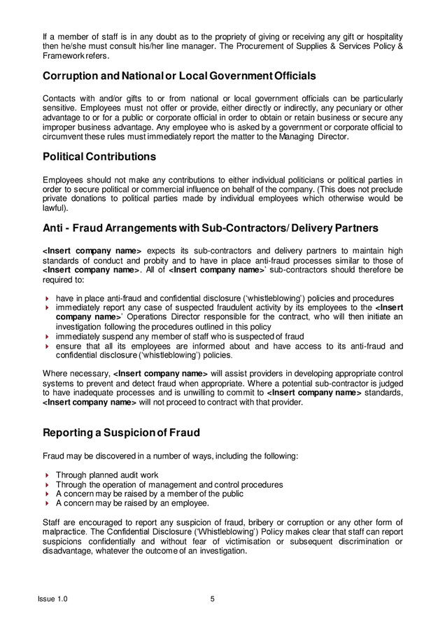 Anti-fraud, bribery and corruption policy (United Kingdom) in Word and ...