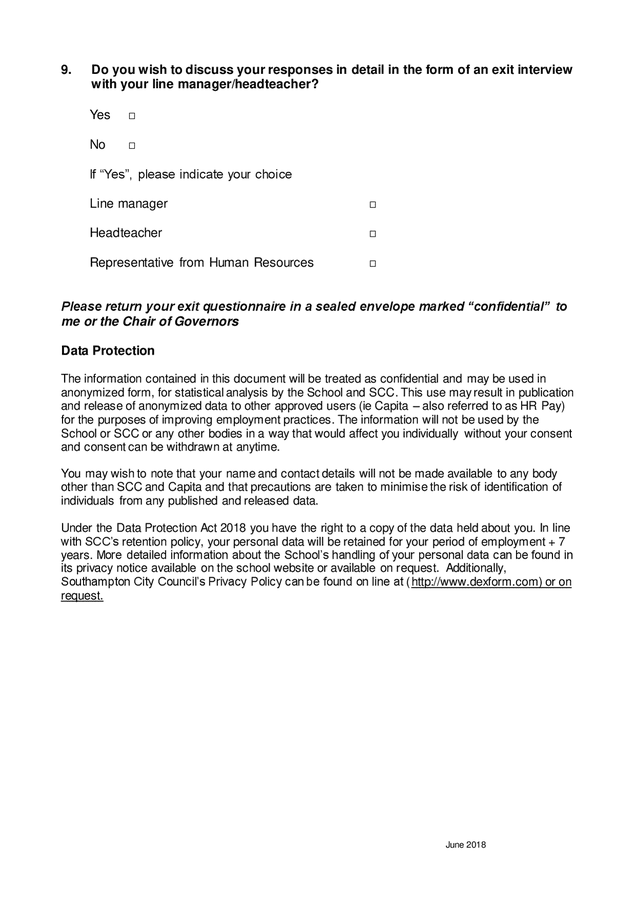 School's exit interviews and questionnaire in Word and Pdf formats ...