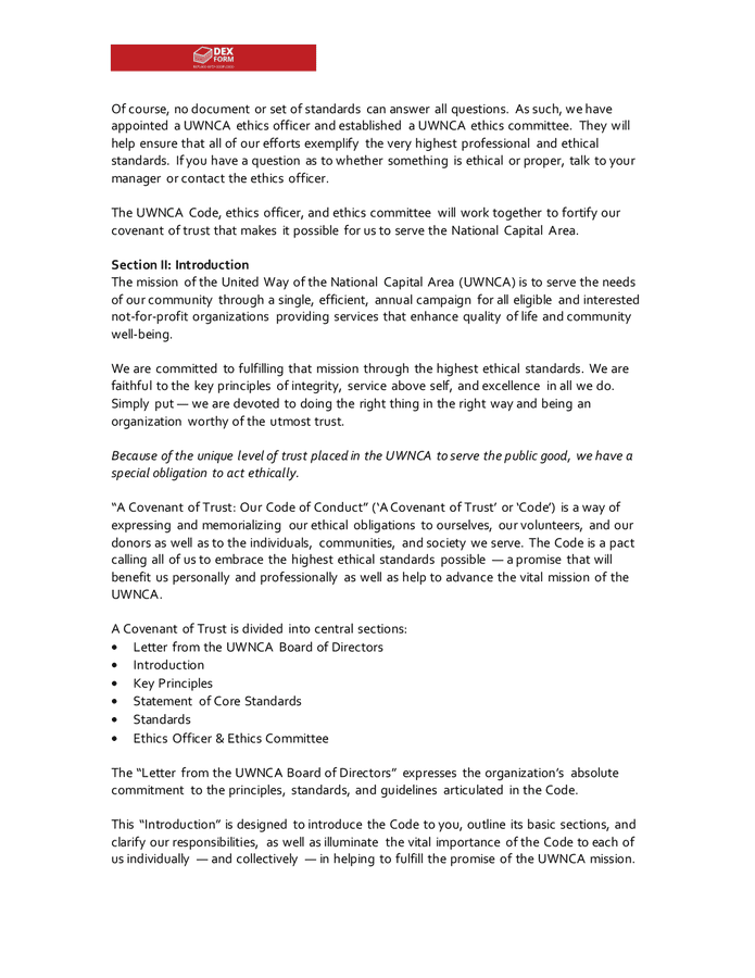 Charitable organization code of ethics policy in Word and Pdf formats ...