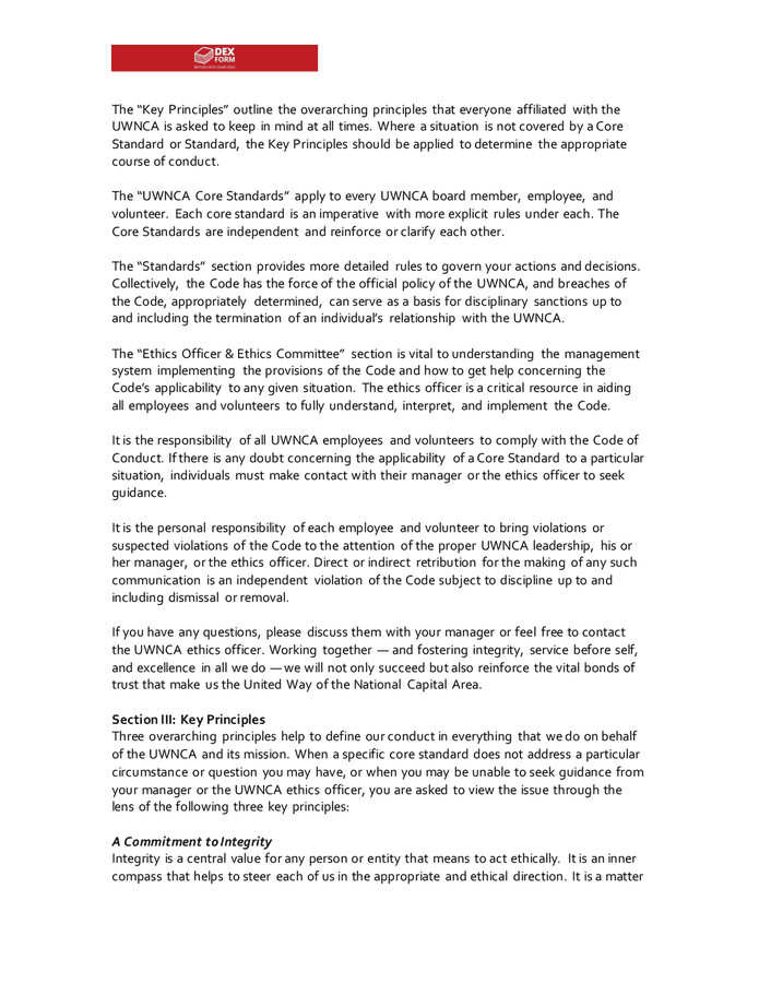 Charitable organization code of ethics policy in Word and Pdf formats ...