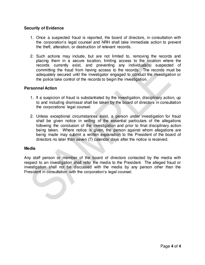 Fraud prevention and minimization policy in Word and Pdf formats - page ...