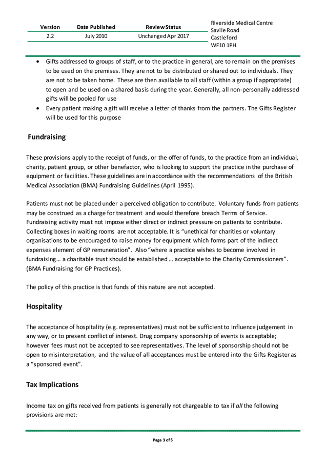 Gifts and donations policy in Word and Pdf formats - page 3 of 5