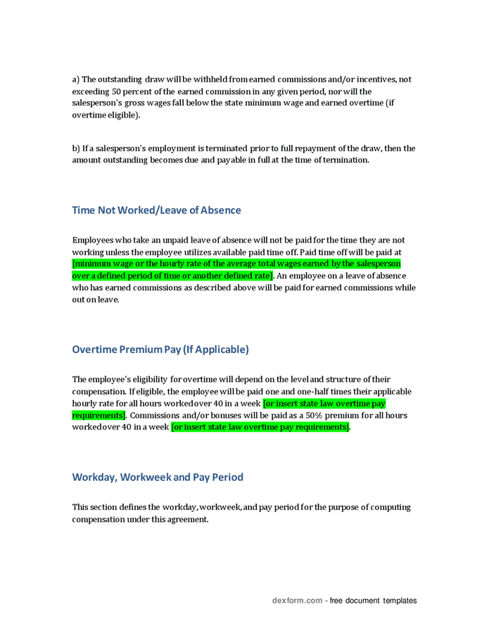 Commission sales agreement in Word and Pdf formats - page 3 of 4