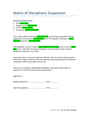 Notice of disciplinary suspension in Word and Pdf formats