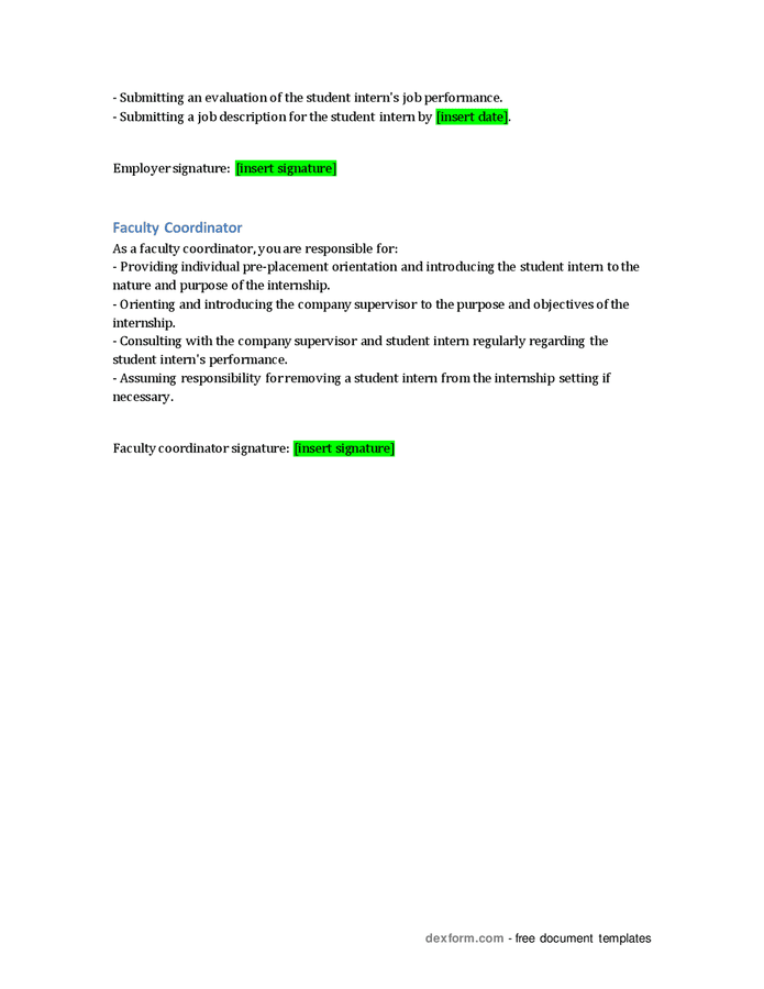 Model work-study / internship program agreement in Word and Pdf formats ...