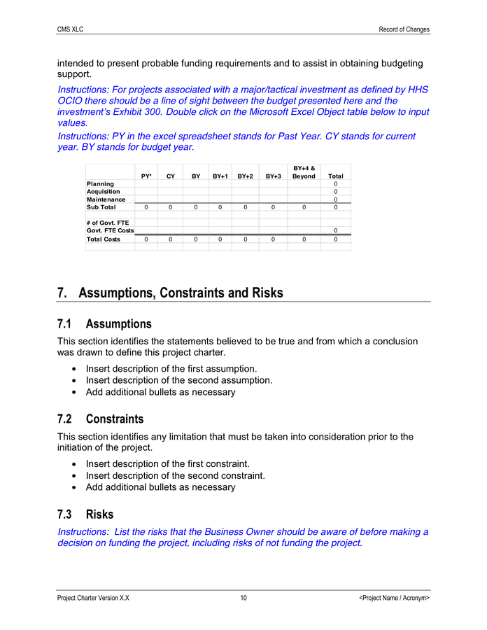Project Charter in Word and Pdf formats - page 13 of 26