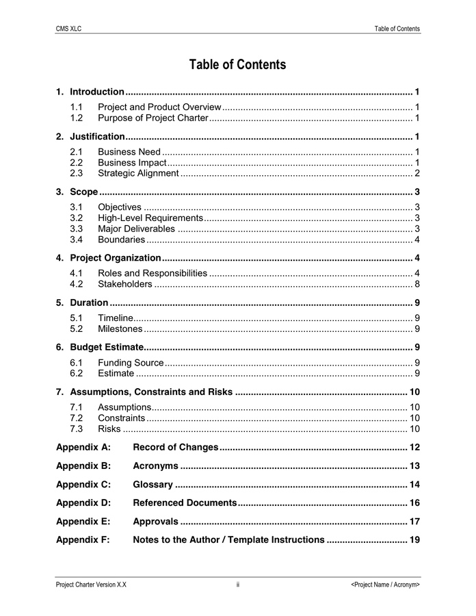 Project Charter in Word and Pdf formats - page 2 of 26