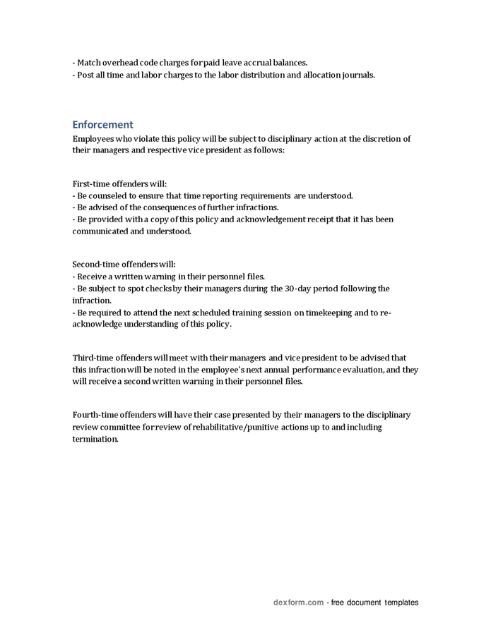 Time reporting policy in Word and Pdf formats - page 3 of 3