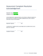 Harassment complaint resolution acknowledgement in Word and Pdf formats