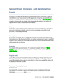 Recognition program and nomination form in Word and Pdf formats