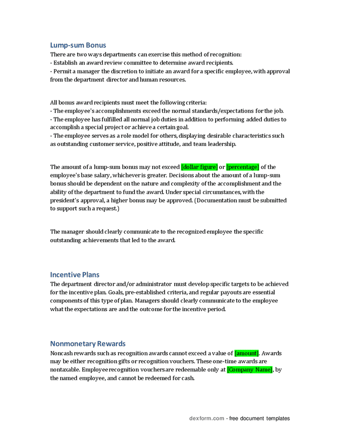 Bonus plan design policy in Word and Pdf formats - page 2 of 4