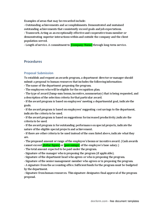 Bonus plan design policy in Word and Pdf formats - page 3 of 4