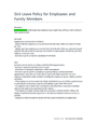 Sick leave policy for employees and family members in Word and Pdf formats