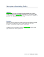 Workplace gambling policy in Word and Pdf formats