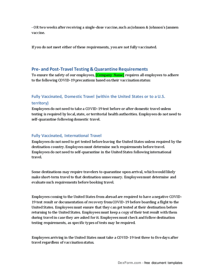 Business travel policy during the covid-19 pandemic in Word and Pdf ...