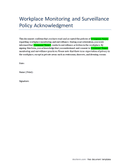 workplace monitoring and surveillance policy acknowledgment