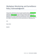 Workplace monitoring and surveillance policy acknowledgment in Word and ...