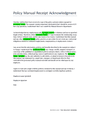 Policy manual receipt acknowledgment in Word and Pdf formats